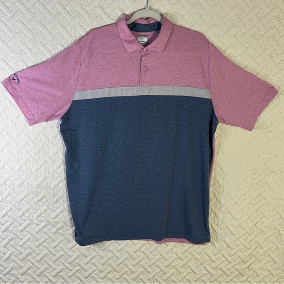 Callaway | Shirts | Callaway Pink And Blue Polo Shirt With Color Block ...